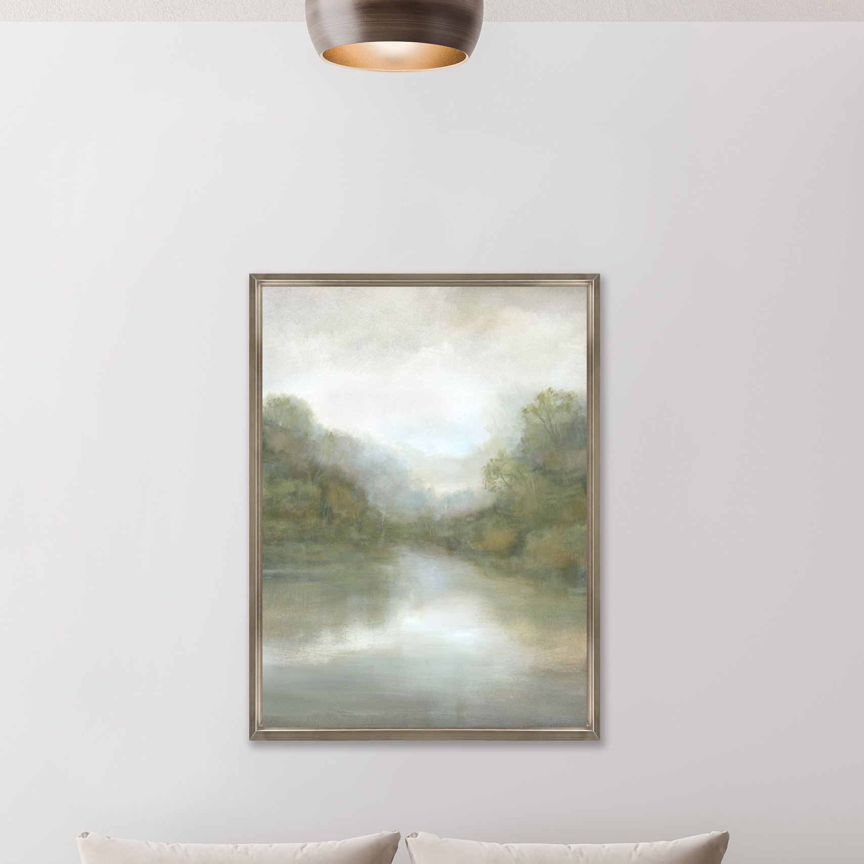 Chelsea Art Studio Lakeside Reflection III by Jacob Lincoln - Floater Frame Painting on Canvas ...